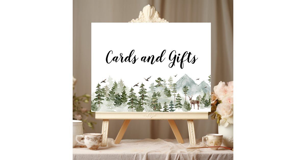 Watercolor Forest | Trees And Deer Poster | Zazzle