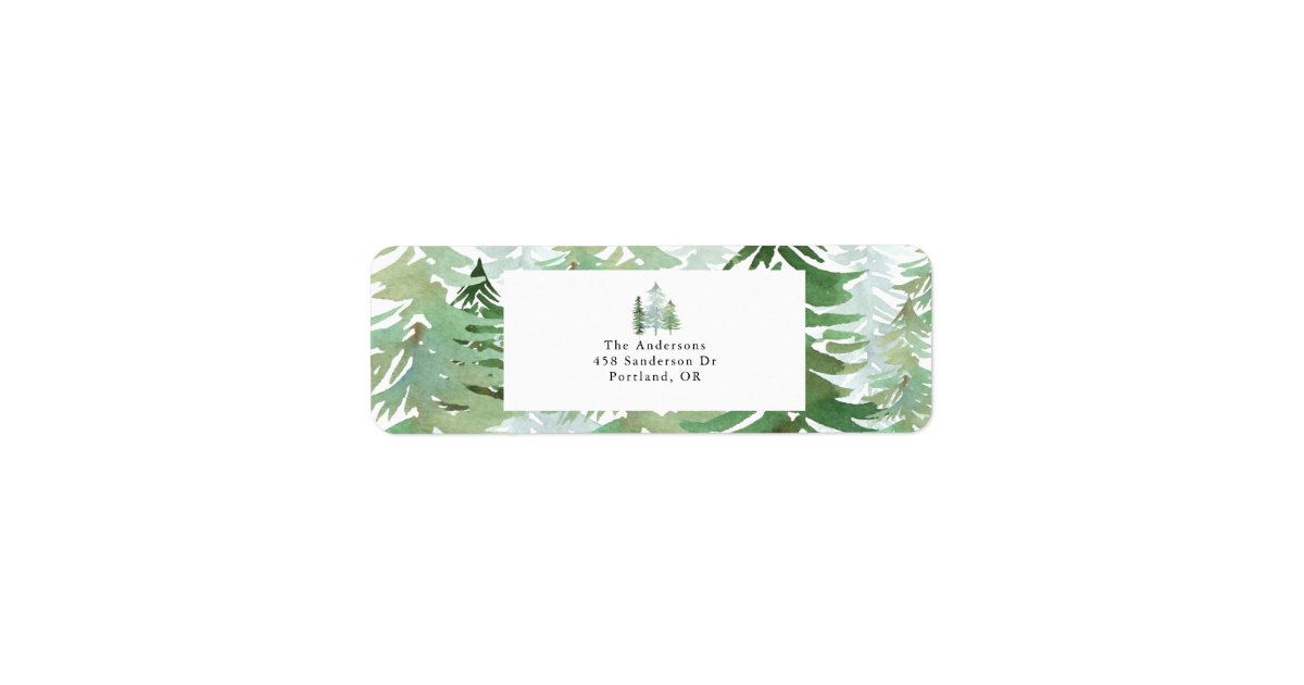 Watercolor forest winter christmas label | Zazzle