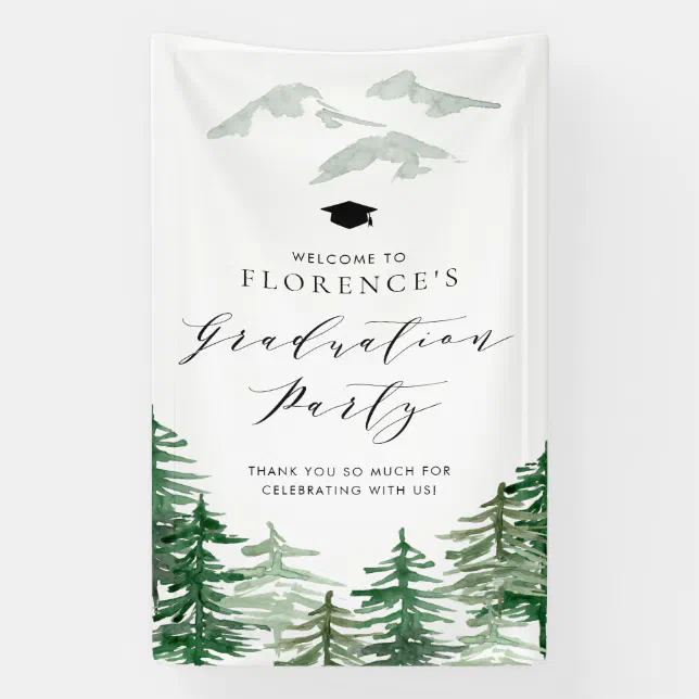 Watercolor Forest Woodland Graduation Welcome Banner | Zazzle
