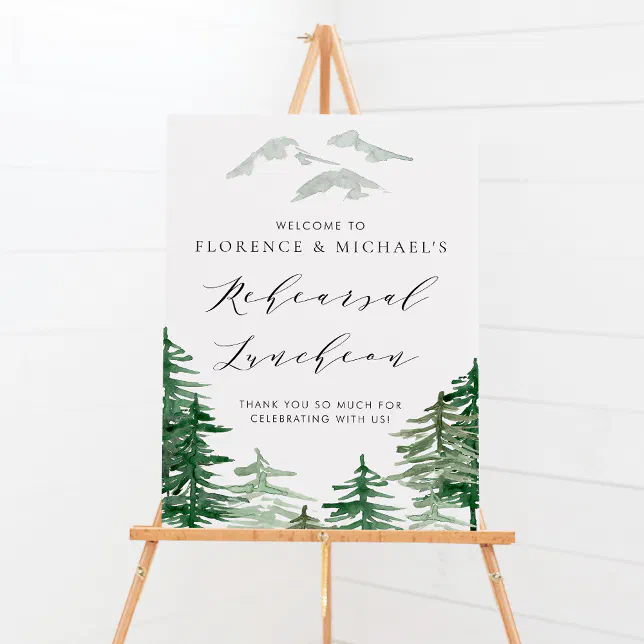 Watercolor Forest Woodland Rehearsal Brunch Poster | Zazzle