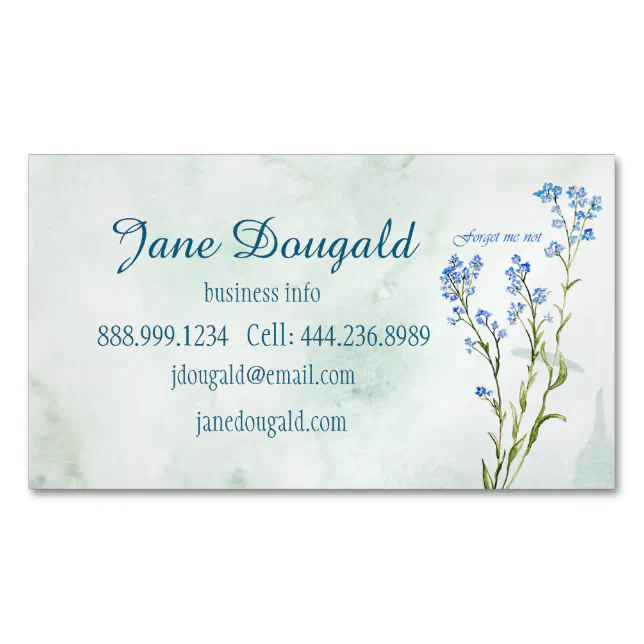 Watercolor Forget Me Not Blue Flower Business Card Magnet | Zazzle