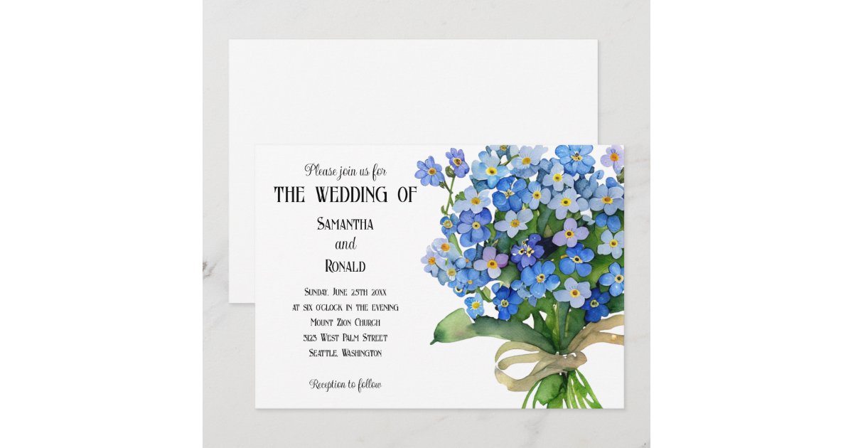 Watercolor Forget-me-nots Wedding Invitation | Zazzle