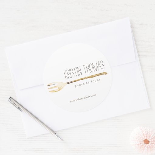 Watercolor Fork Catering, Chef, Food Round Sticker | Zazzle