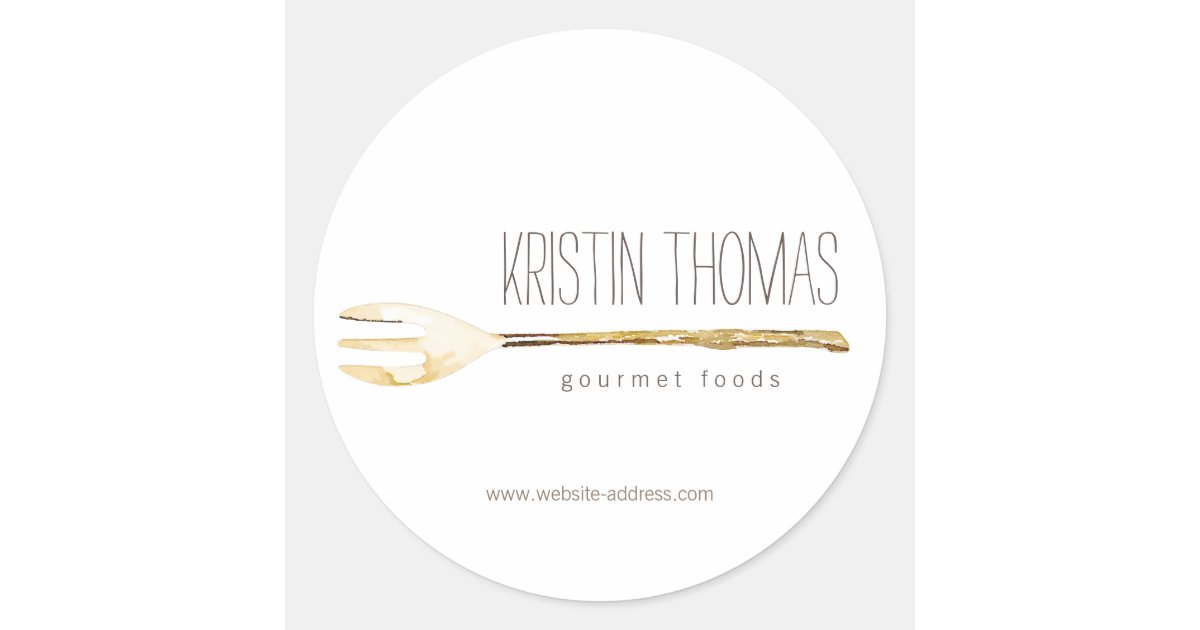 Watercolor Fork Catering, Chef, Food Round Sticker | Zazzle