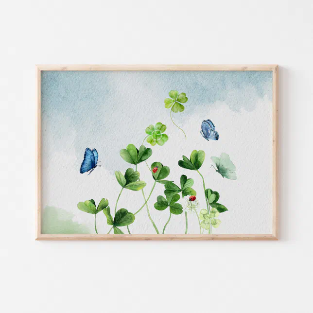 Watercolor Four Leaf Clover Art Print | Zazzle