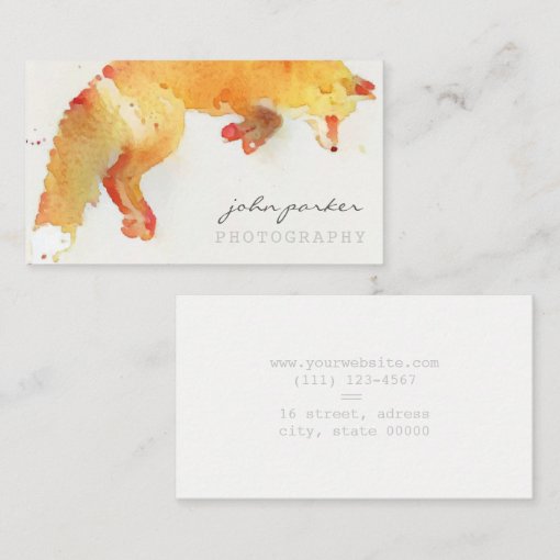 Watercolor fox business card | Zazzle
