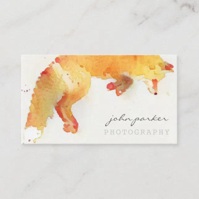 Watercolor fox business card | Zazzle