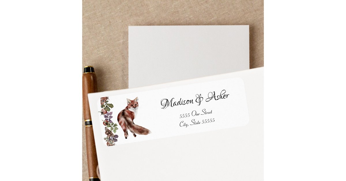 Watercolor Fox Woodland Wildlife Illustration Art Label | Zazzle