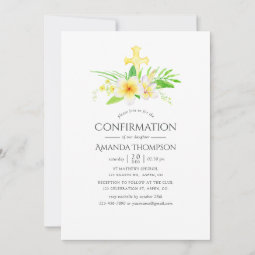 Watercolor Frangipani Confirmation Invitation | Zazzle