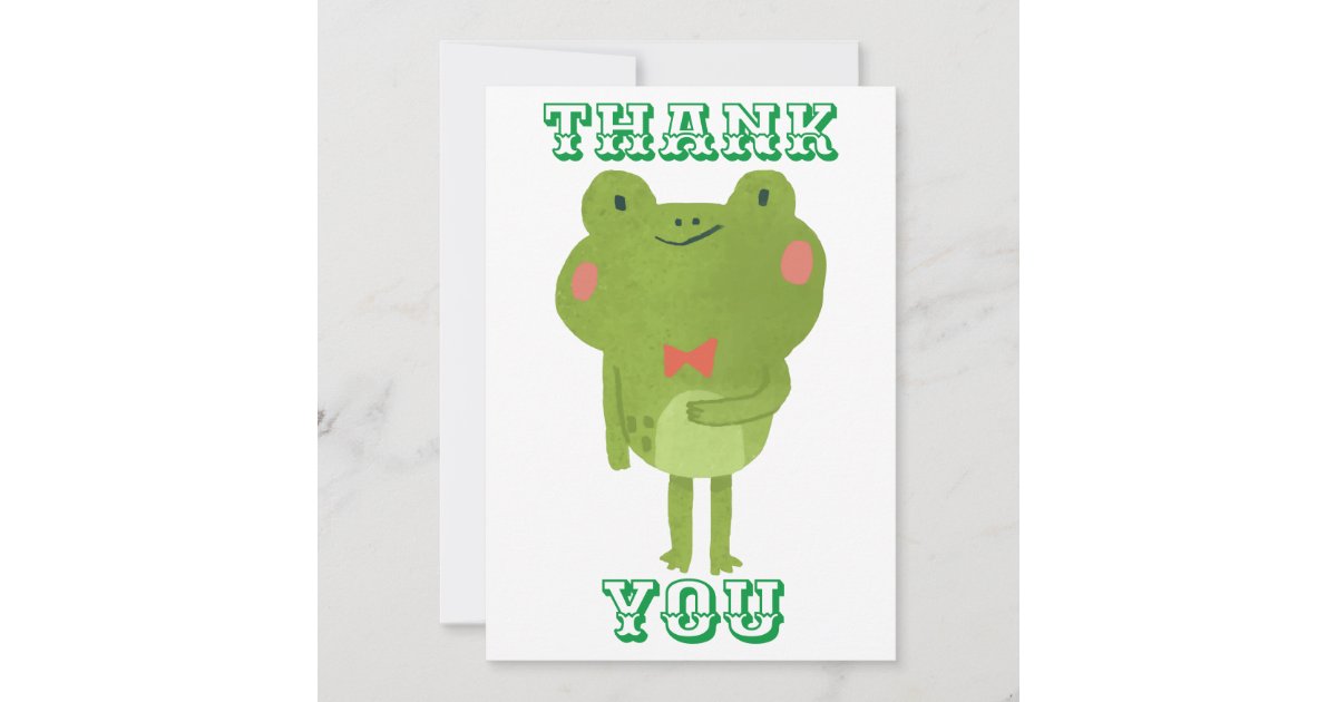 Watercolor frog with a red bow tie thank you card | Zazzle