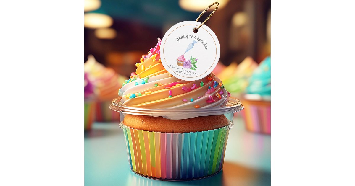 Watercolor Frosting Cupcake Thank You For Support Favor Tags | Zazzle