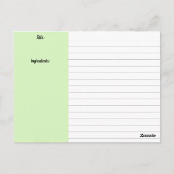 watercolor fruit vegetable recipe card | Zazzle