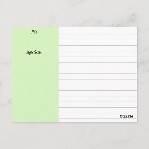 watercolor fruit vegetable recipe card | Zazzle