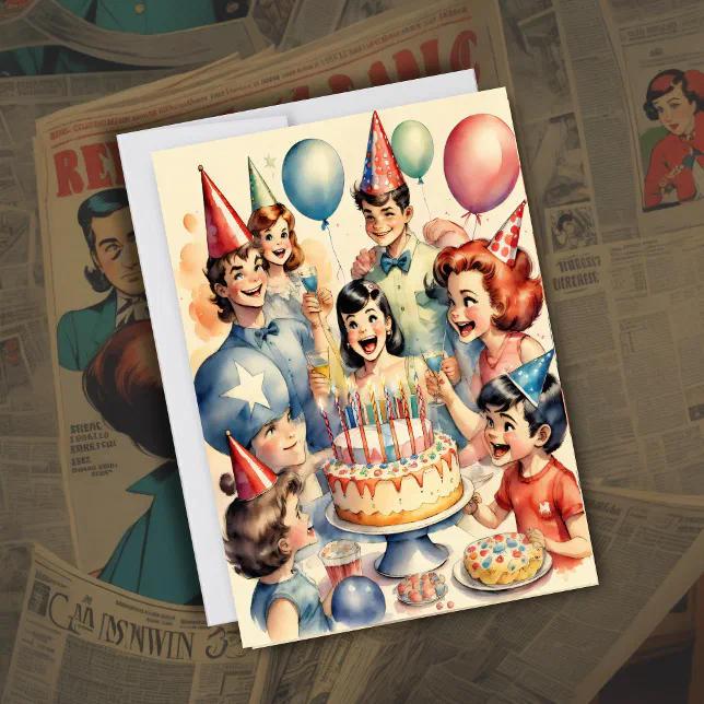 Watercolor Funny Comic Birthday Scene Invitation | Zazzle
