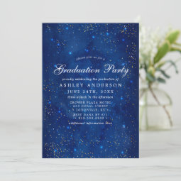 Watercolor Galaxy Cosmic Stars Graduation Party Invitation | Zazzle