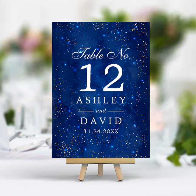 Watercolor Galaxy Cosmic Stars Starry Table Number | Zazzle