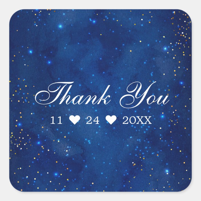 Watercolor Galaxy Cosmic Stars Starry Thank You Square Sticker | Zazzle.com