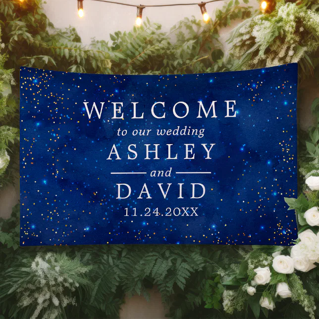 Watercolor Galaxy Cosmic Stars Welcome Banner | Zazzle