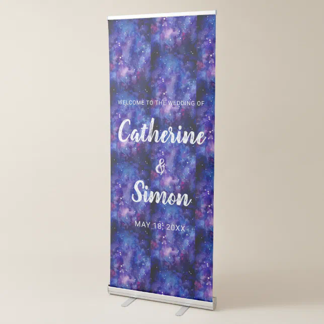 Watercolor Galaxy Welcome Wedding Hand Lettering Retractable Banner ...
