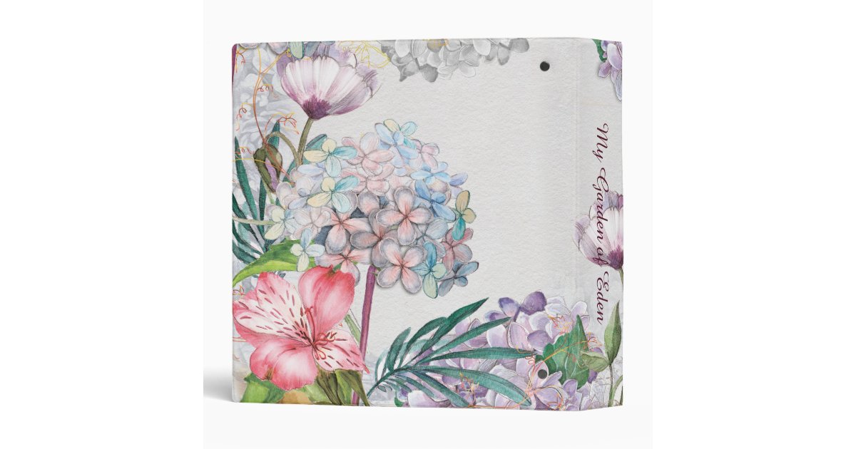 Watercolor Garden Flowers Butterfly Dragonfly 3 Ring Binder | Zazzle.com