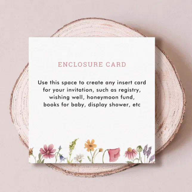Watercolor Garden Wildflower Square Enclosure Card | Zazzle