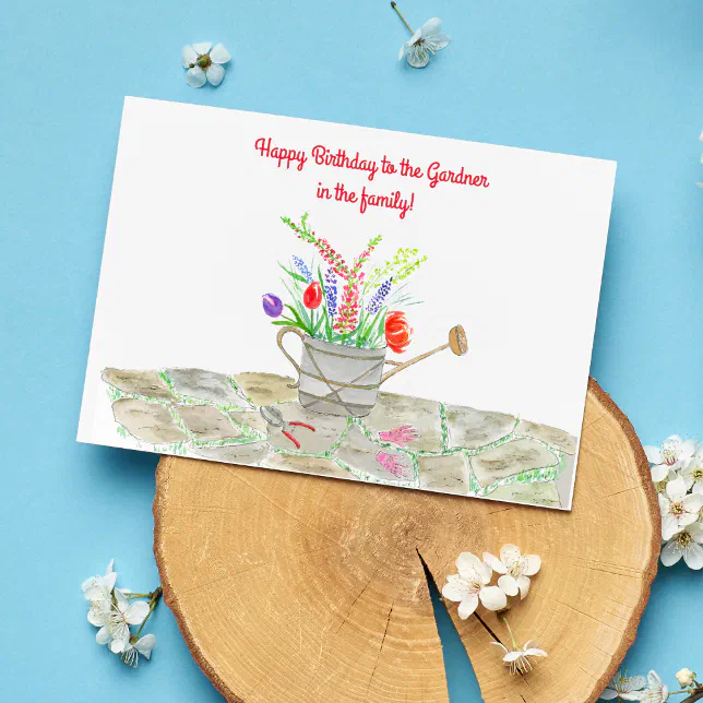 Watercolor Gardener Birthday Card | Zazzle
