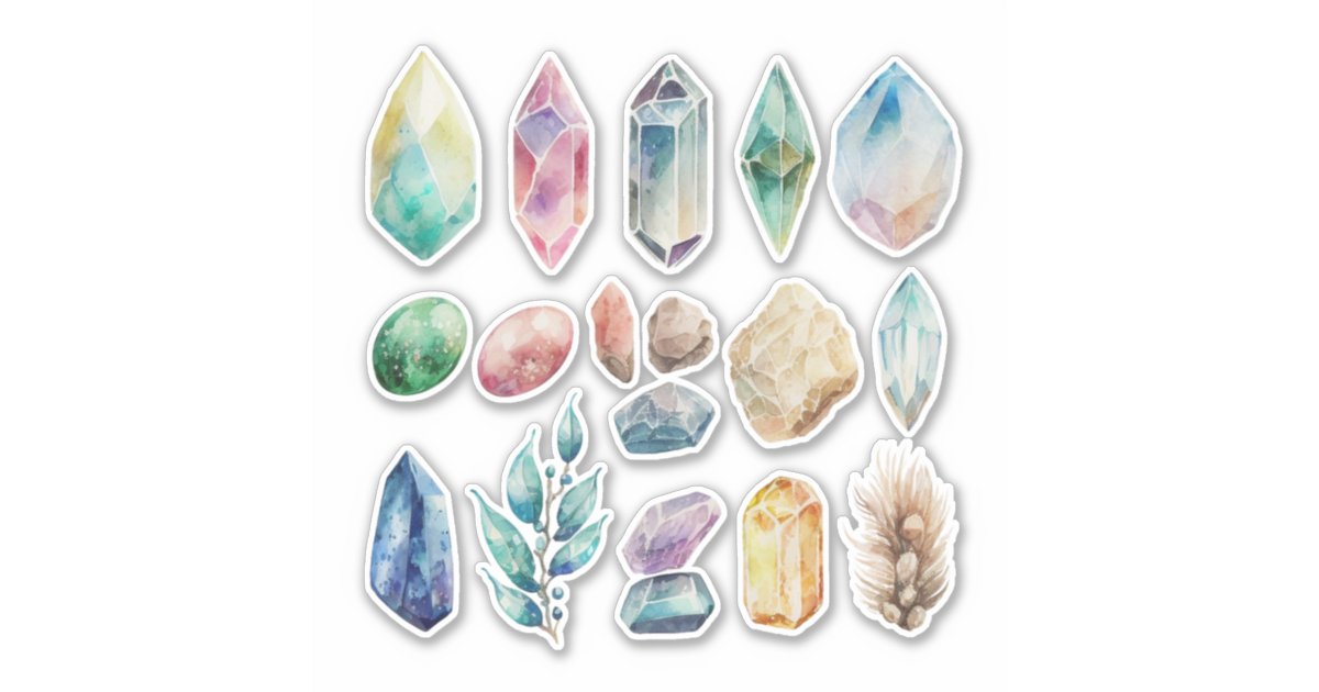 Watercolor Gemstone Gems Vinyl Sticker | Zazzle