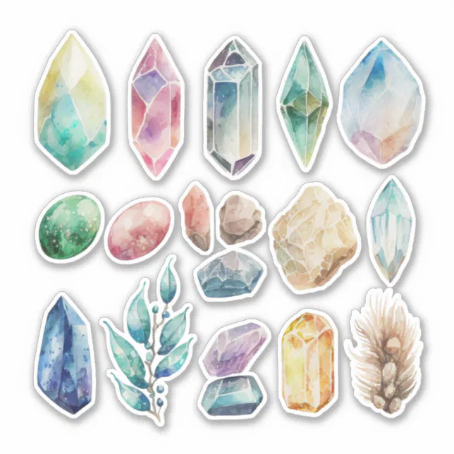 Watercolor Gemstone Gems Vinyl Sticker | Zazzle