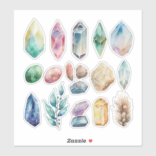 Watercolor Gemstone Gems Vinyl Sticker | Zazzle