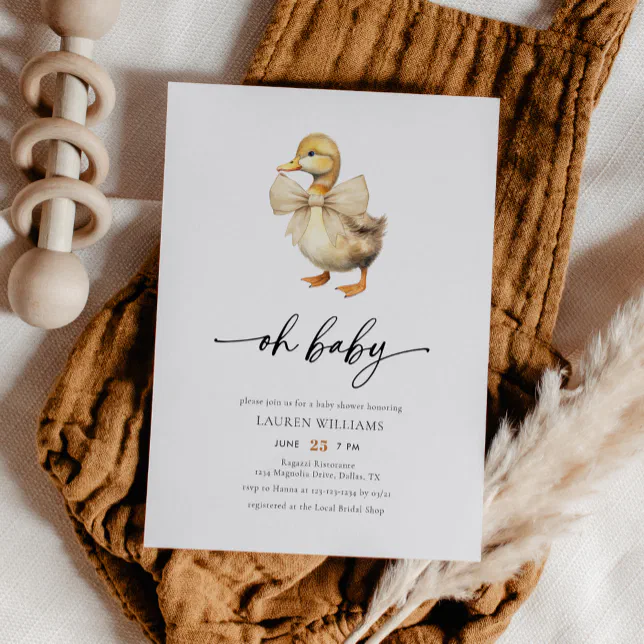 Watercolor Gender Neutral Duck Baby Shower Invitation | Zazzle