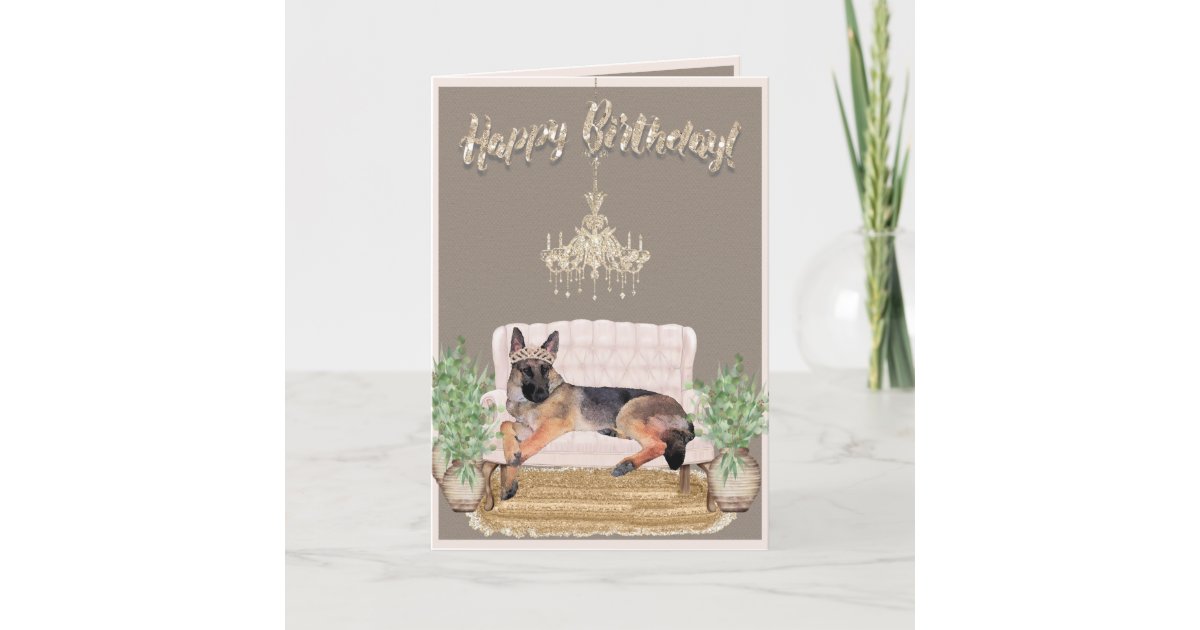 Watercolor German Shepherd Fun Birthday for Women Card | Zazzle
