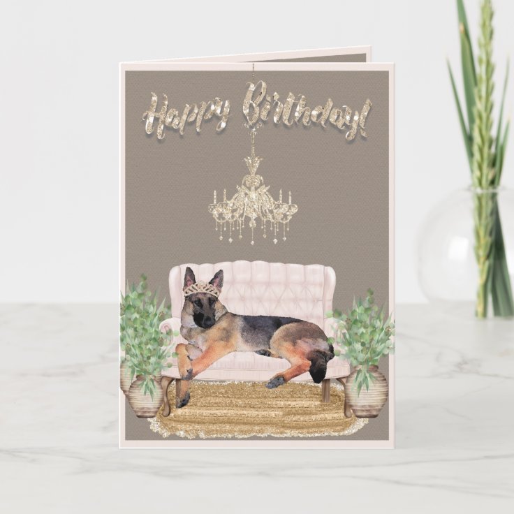 Watercolor German Shepherd Fun Birthday for Women Card | Zazzle