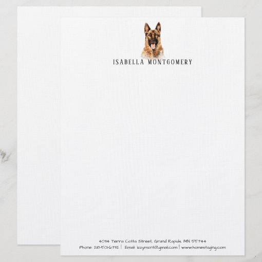 Watercolor German Shepherd Letterhead | Zazzle