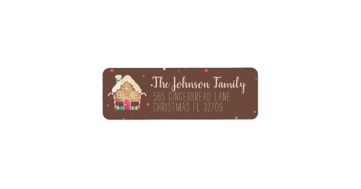 Watercolor Gingerbread House Festive Typography Label | Zazzle