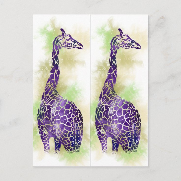 Watercolor Giraffe book markers Postcard | Zazzle