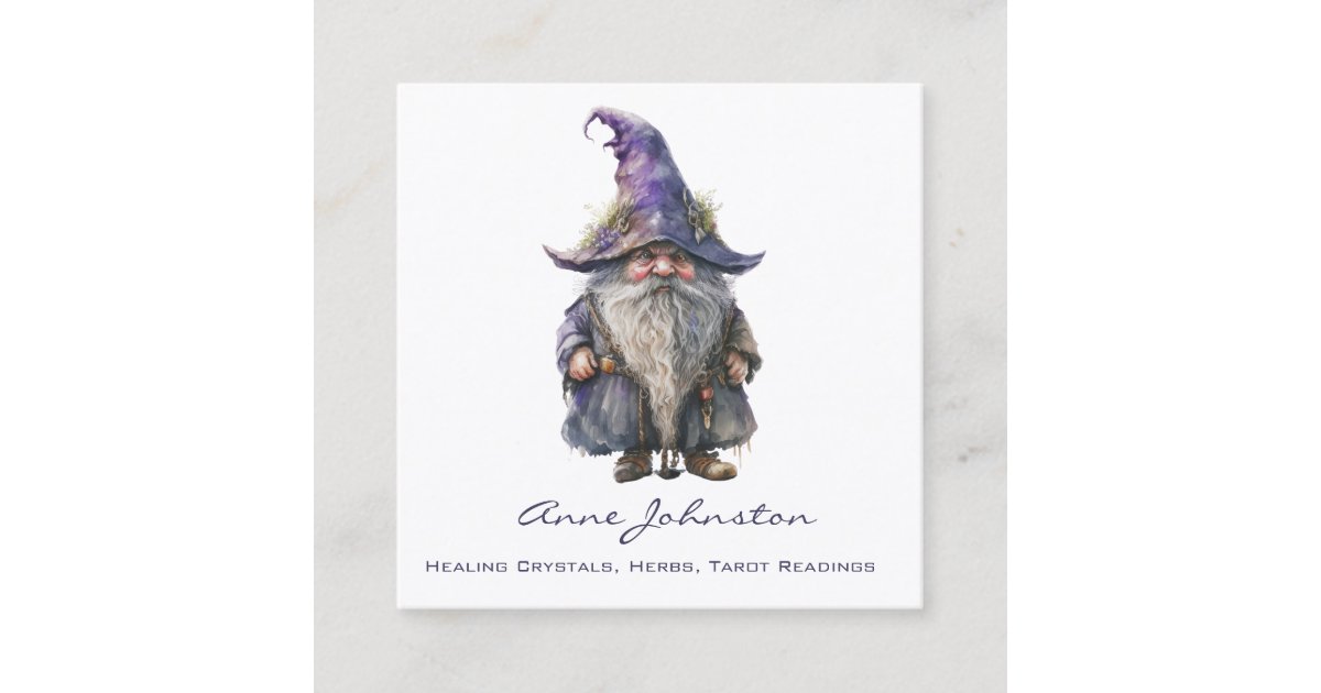Watercolor Gnome Square Business Card | Zazzle