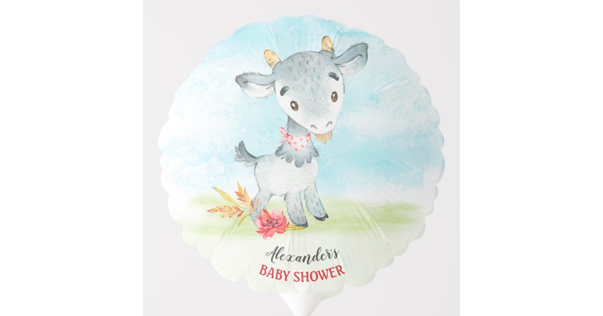Watercolor Goat Baby Shower Farm Balloon | Zazzle