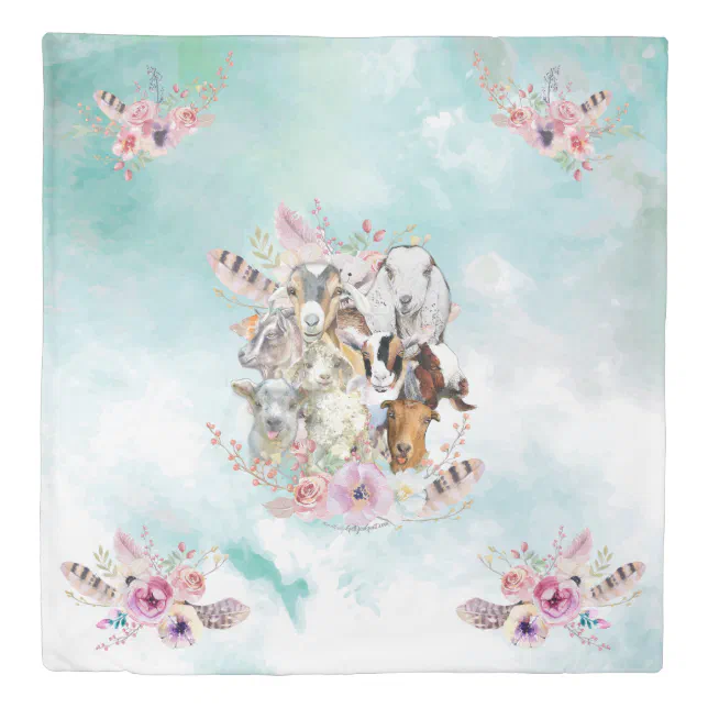Watercolor Goat Collage | by GetYerGoat™ Duvet Cover | Zazzle