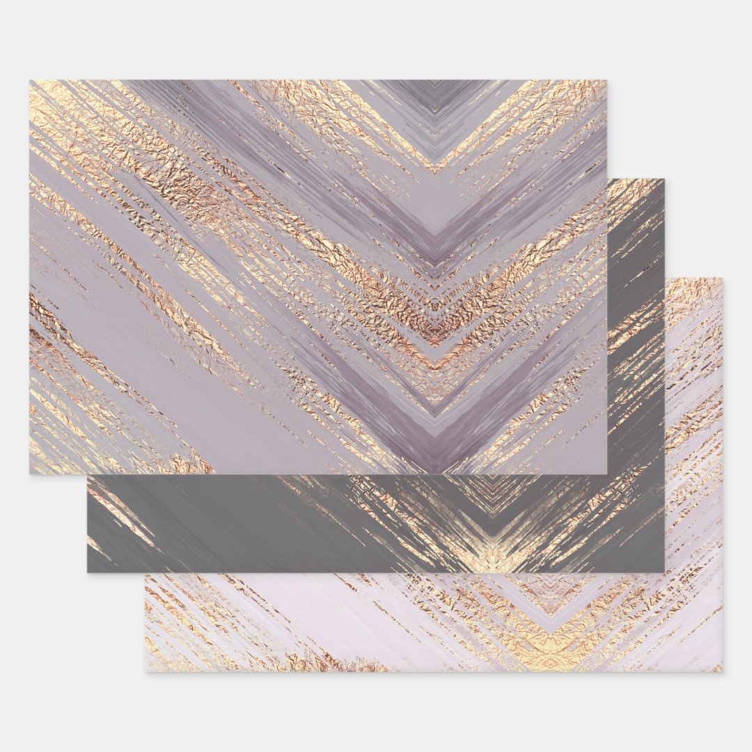 Watercolor gold pink gray metallic foil shine wrapping paper sheets ...