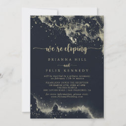 Watercolor Gold Splash Elopement Reception Invitation | Zazzle