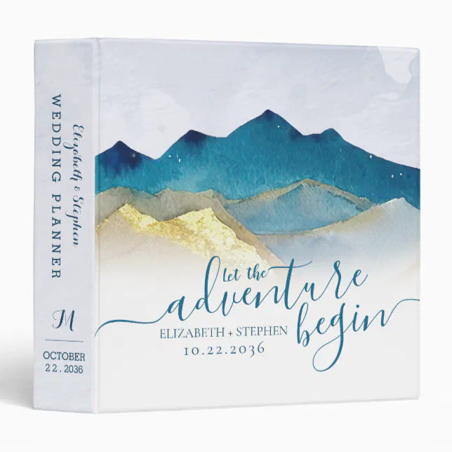 Watercolor Golden Mountains Wedding Photo Planner 3 Ring Binder | Zazzle