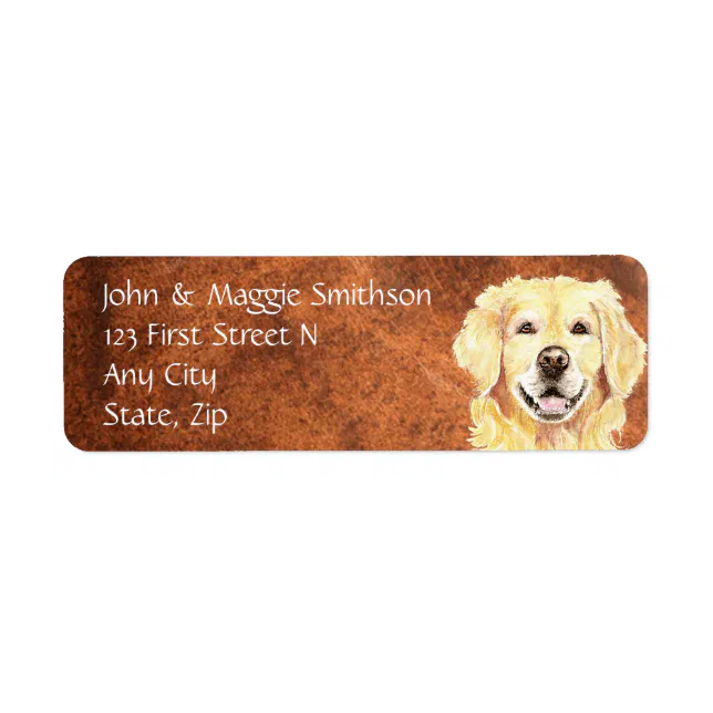 watercolor Golden Retriever Dog Address Label | Zazzle