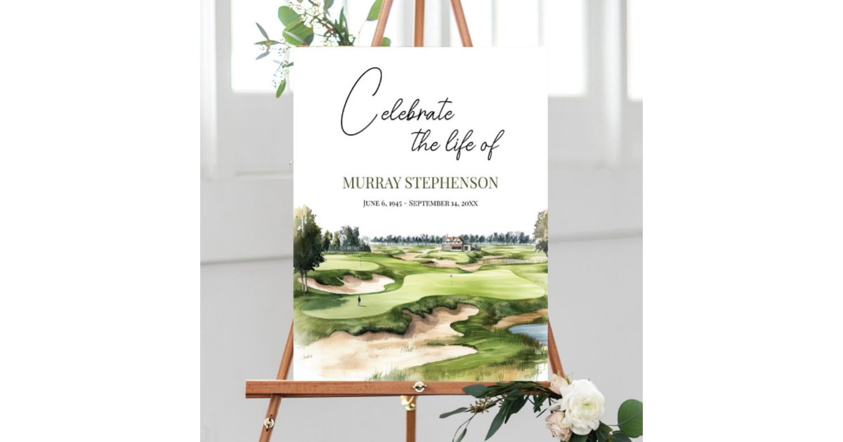Watercolor Golf Course Welcome Celebration Of Life Foam Board | Zazzle