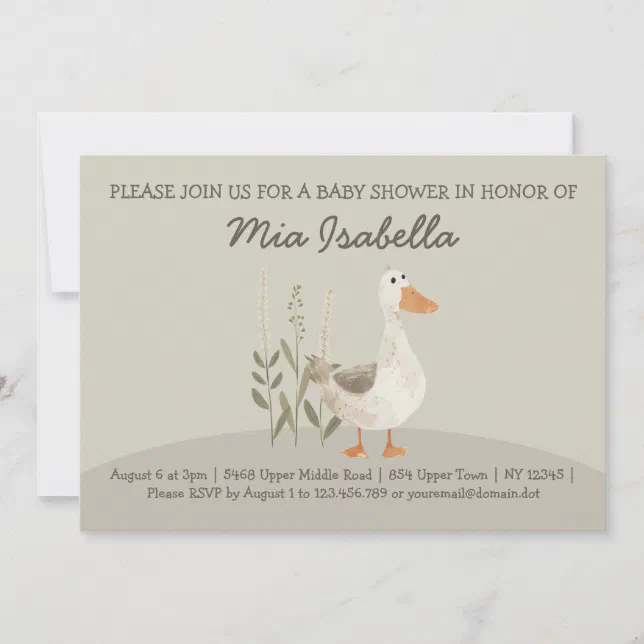 Watercolor Goose Baby Shower QR code Invitation | Zazzle