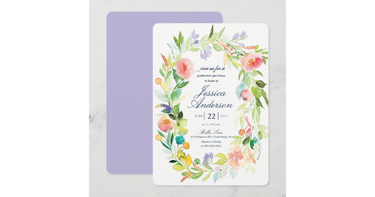 Watercolor Graduation Open House Invitation | Zazzle