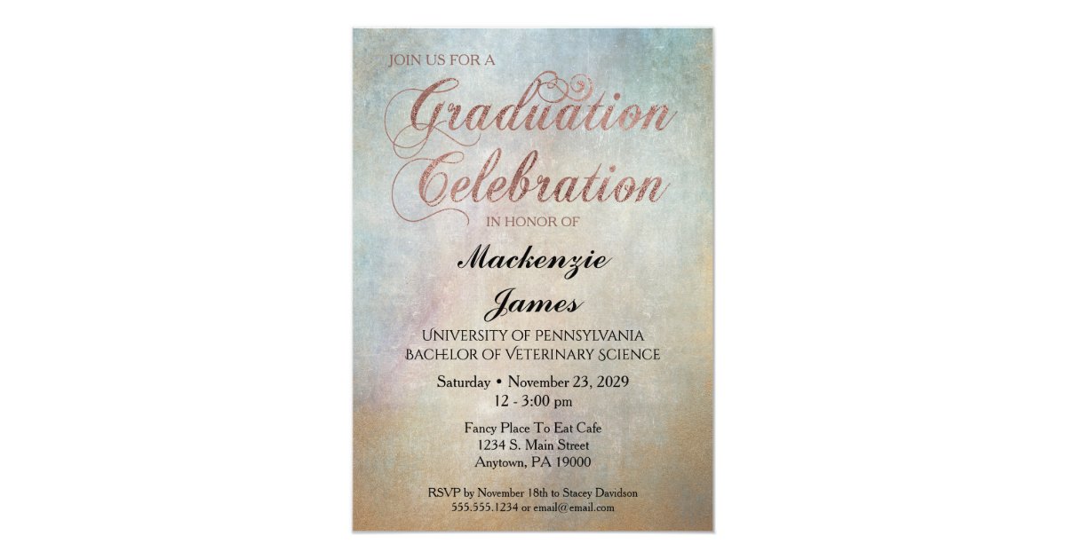 Watercolor Graduation Party Invitation Rose Gold | Zazzle.com