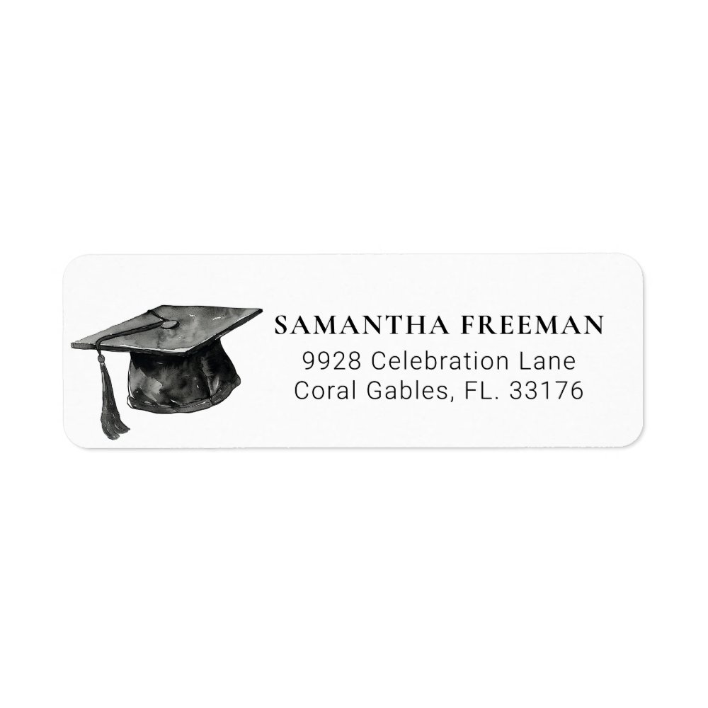 Watercolor Graduation Return Address Label - Snuggle Hamster Designs
