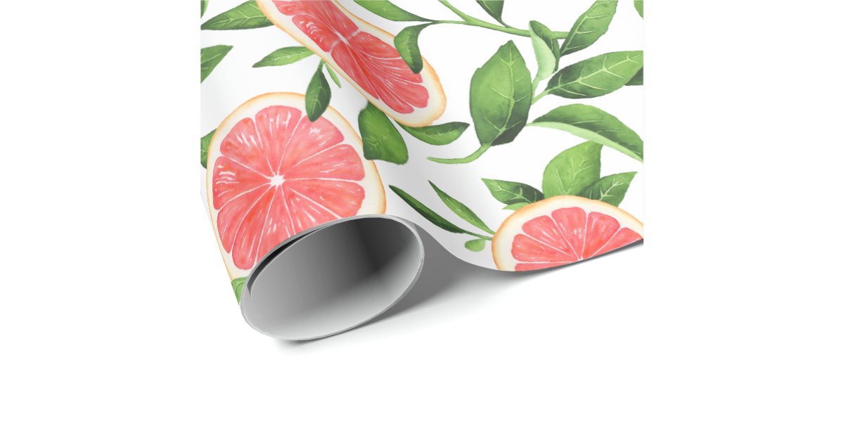 Watercolor Grapefruits and Greenery Pattern Wrapping Paper | Zazzle