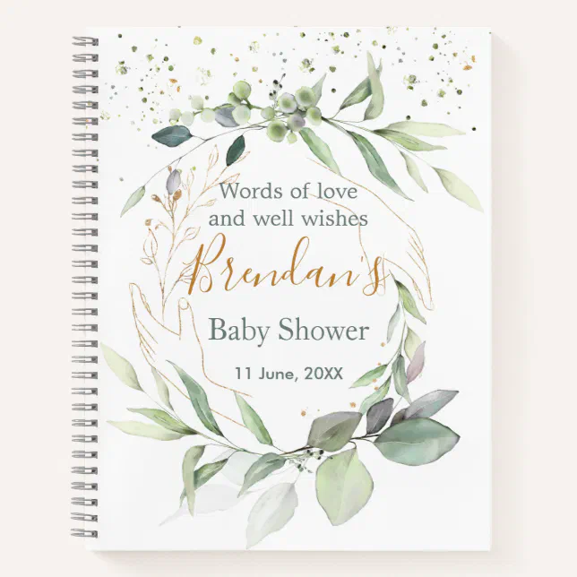 Watercolor Green foliage Baby Shower Guest Book | Zazzle Watercolor Green foliage Baby Shower Guest Book | Zazzle