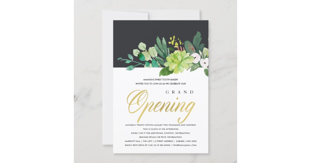 WATERCOLOR GREEN FOLIAGE GRAND OPENING CEREMONY INVITATION | Zazzle